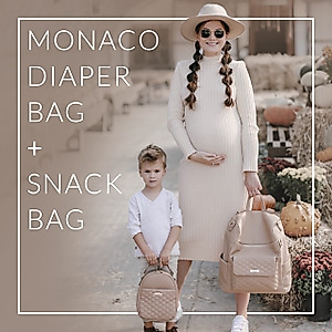 Monaco Diaper Bag + Snack Bag by Luli Bebe - Chic Vegan Leather (Ebony Black)