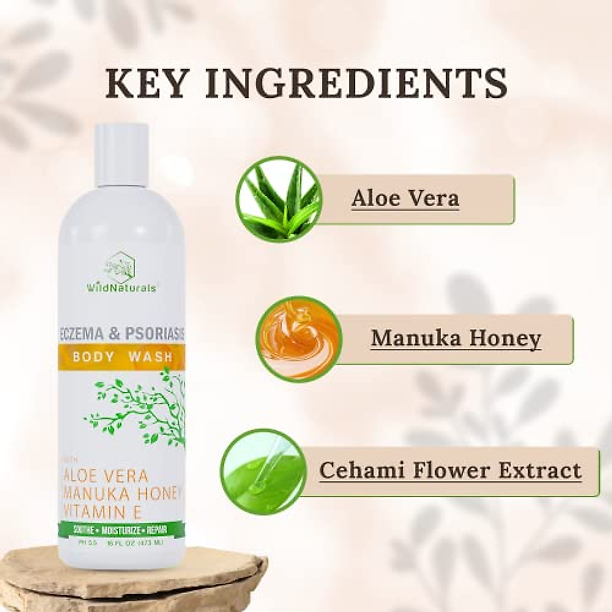 Wild Naturals Organic Body Wash – Moisturizing & Exfoliating Wash for Sensitive, Dry, Itchy Skin – Hydrating Hypoallergenic Body Wash for Men & Women