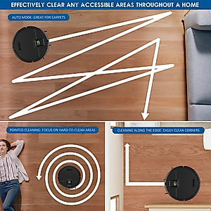 Automatic Self Charging Robotic Vacuum Cleaner, Super Thin Robot Vacuum Cleaner - Strong Suction, Quiet, Tangle Free, Daily Cleaning Robot Vacuum for Pet Hairs, Dust, Scrums, Hardwood Floors & Carpets