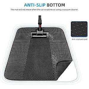 Cat Litter Mat Litter Trapping Mat, Honeycomb Double Layer Litter Box Mat, Waterproof Leakproof Washable Easy Clean, Anti-Slip, Scatter Control, No Phthalate, Scratch Resistant, 25" x 18" Black