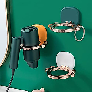 CARURLIFF Small Foldable Hair Dryer Holder Wall Mounted Cute Blow Dryer Rack No Drill Organizer for Bathroom (Green)