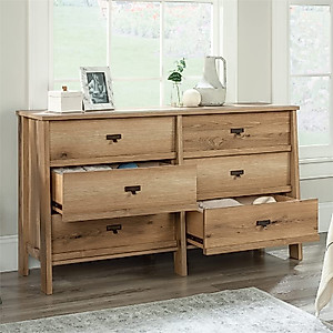 Sauder Trestle Engineered Wood 6 Drawer Dresser in Timber Oak