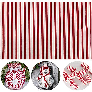 Printed Red White Striped Fabric Cotton 1 Yard Width 60" for Sewing DIY Craft and Home Decoration