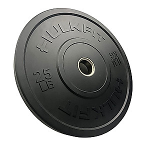 HulkFit Sport Series 2" Olympic Shock Absorbing Rubber Bumper Weight Plates for Barbells - Black 25 lb Single