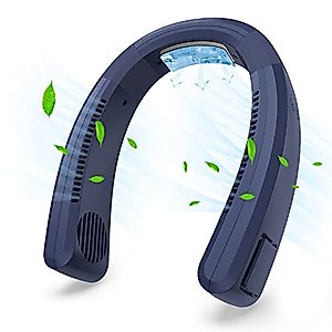 Neck Fan Portable Neck Air Conditioner Rechargeable 4000mAH Battery, Bladeless Neck Fans Neck Cooler for Women Man Personal Fan for Your Neck Cooling Device 3 Speeds Fan and Semiconductor Cooling Chip