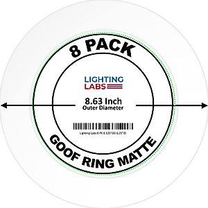 Lighting Labs 8 Pack Matte White Goof Trim Ring for 8" Inch Recessed Can Lighting Down Light, Outer Diameter 8.6 Inches, Inner Diameter 6.2 Inches