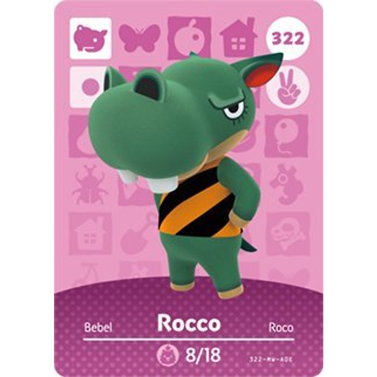 Rocco - Nintendo Animal Crossing Happy Home Designer Series 4 Amiibo Card - 322