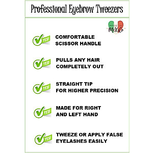 (2 in 1) Less Pain PROFESSIONAL Straight Tip TWEEZERS with Easy Scissor Handle + 2 Eyebrow Brush, GREAT PRECISION TWEEZERS Men/Women; PORTABLE Beauty Tools for Facial Hair, Ingrown Hair, Blackhead