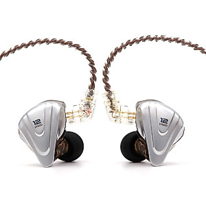 Linsoul KZ ZSX 5BA+1DD 6 Driver Hybrid in-Ear HiFi Earphones with Zinc Alloy Faceplate, Recessed 2 Pin Detachable Cable for Audiophile Musician (with Mic, Black)