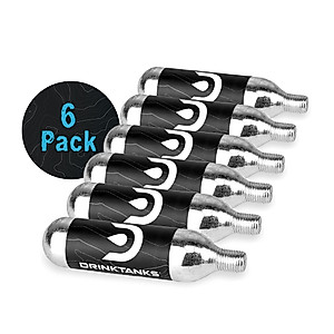 DrinkTanks CO2 Cartridges, Food Grade, Non-Lubricated CO2 (Dispensing) Accessories for Cocktail, Seltzer, Kombucha, Craft Beer Growler, & Beer Keg, 16 Grams, 6 Pack