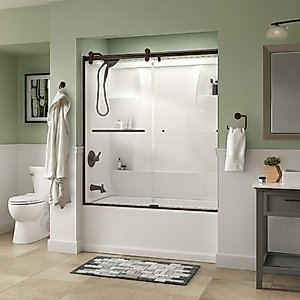 Delta Shower Doors SD3927434 Classic Semi-Frameless Contemporary Sliding Bathtub 60" x58-3/4, Nickel Track