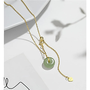 LIKEYO Jade Necklace - Jade Necklaces for Women, Natural Hetian Jade Pendants for Women, Green jade necklace, 925 Sterling Silver Gold Jade Jewelry for Women