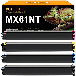 buticolor MX-61NT MX61NT MX61 Remanufactured Toner Cartridge Replacement for Sharp MX-2630N MX-2651 MX-3050N MX-3070N MX-3071 MX-3550N MX-3551 MX3561 MX3571 MX4051 MX4061 Printers(4-Pack)