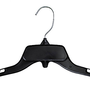 Hanger Central Recycled Black Heavy Duty Plastic Top Hangers with Polished Metal Swivel Hooks Shirt Hangers, 17 Inch, Black, 10 Pack