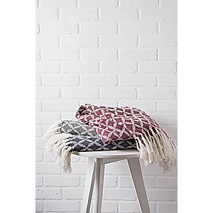 DII Modern Moroccan Lattice Woven Throw, 50 x 60, BlackBerry