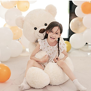 Poutmac Big Teddy Bear 4Ft Giant White Soft Stuffed Animals Cute Plush Toy for Girlfriend Women Kids for Valentine's Christmas Birthday