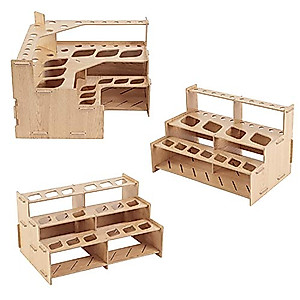 Mezzo Artist Paint and Brush Rack - Wood Grain Laminate Multi Layer Desk Stand Professional Storage Display Organizer for Paintbrushes and Paint Tubes - Mezzo Artist Paint and Brush Full Rack