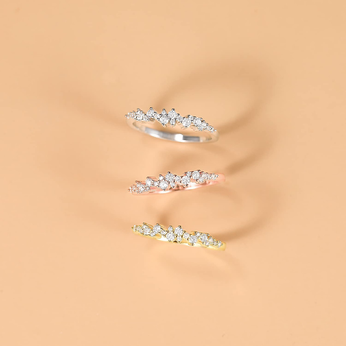 Mameloly Wedding Bands for Women Gold Dainty Stackable CZ Cubic Zirconia Engagement Rings for Her Size 7