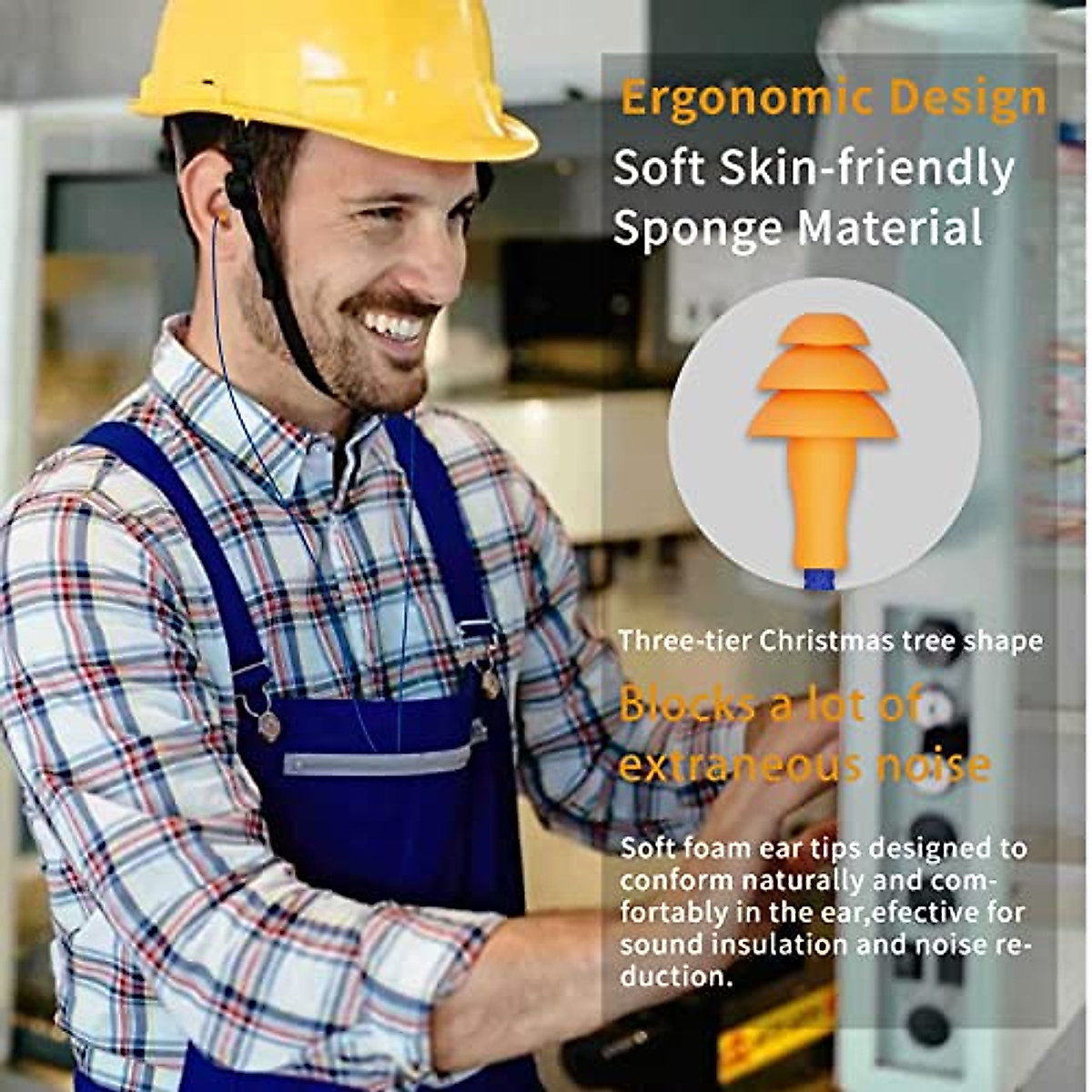 Work Earbuds Headphones, Cuzabe 10 Replacement Earbuds Wired in Ear Headphones for Work, Noise Cancelling Ear Plugs Earphones for Noise Reduction Motorcycle Riding Construction Work