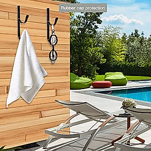 Pool Pole Hanger for Fence（4 Pack） Black Pool Equipment Hooks Heavy Duty Pool Tool Organizer for Telescopic Poles, Skimmers, Leaf Rakes,Pool Hose,Garden Tools,Brushes and Swimming Pool Accessories