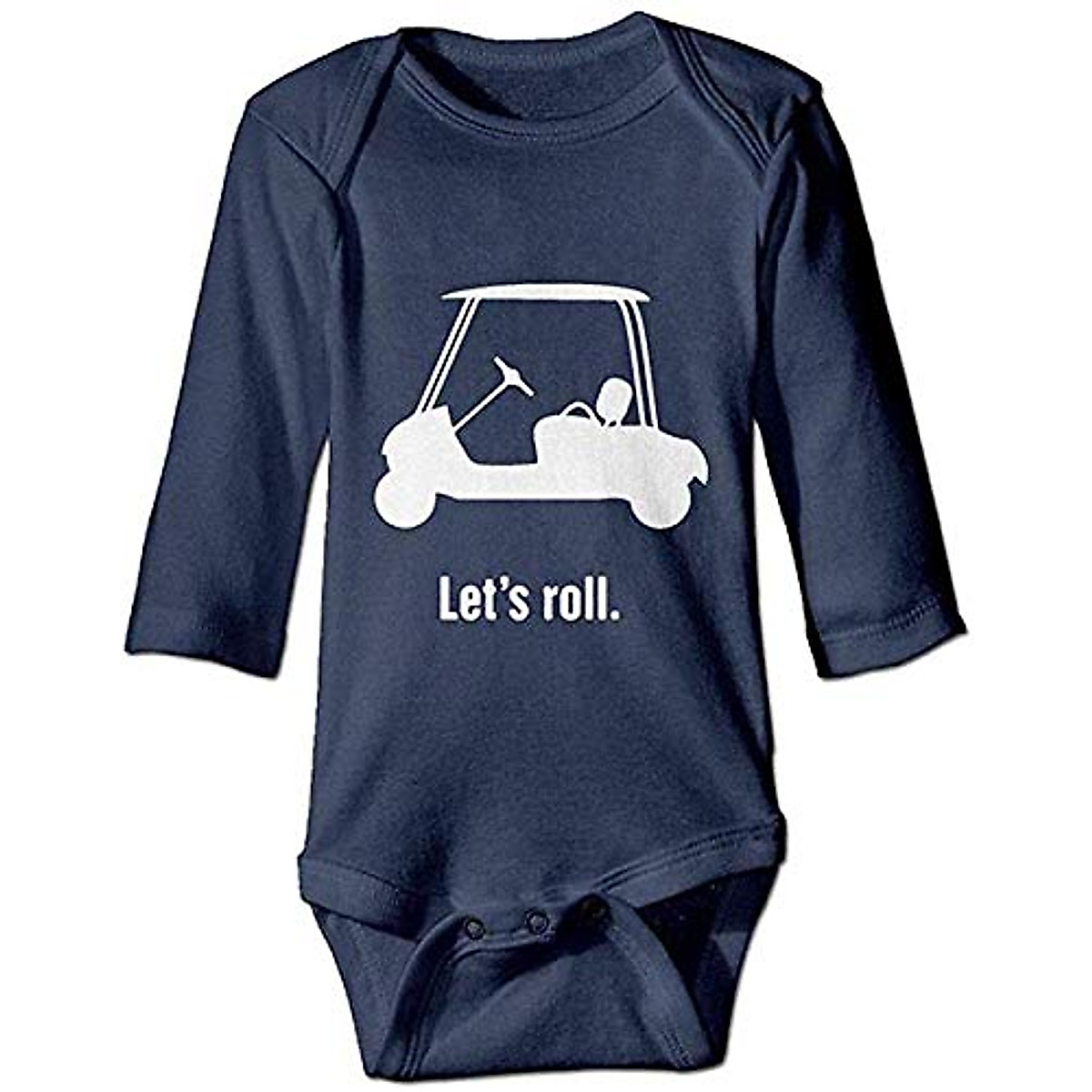 Let's Roll Golf Cart Baby Bodsuit Long Sleeve Rompers Cotton Jumpsuit Outfits Navy, 0-6 Months