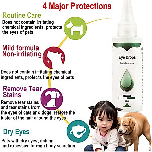 VEZE Eye Drops for Dogs, Dog Eye Drops & Cats, Gentle Dog Eye Infection Treatment, Relieves Dog Eye discomfort，Dog Eye Wash Relief Allergies Symptoms and Help Tear Stain Remover.