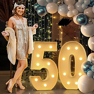 Tongjoy 3FT Light up Numbers 0, Marquee Numbers, Mosaic Numbers for Balloons, Pre-Cut Foam Board Kit for 30th 40th 50th Birthday Party Decor, Marquee Light up Letters, Kids' Mosaic Kits