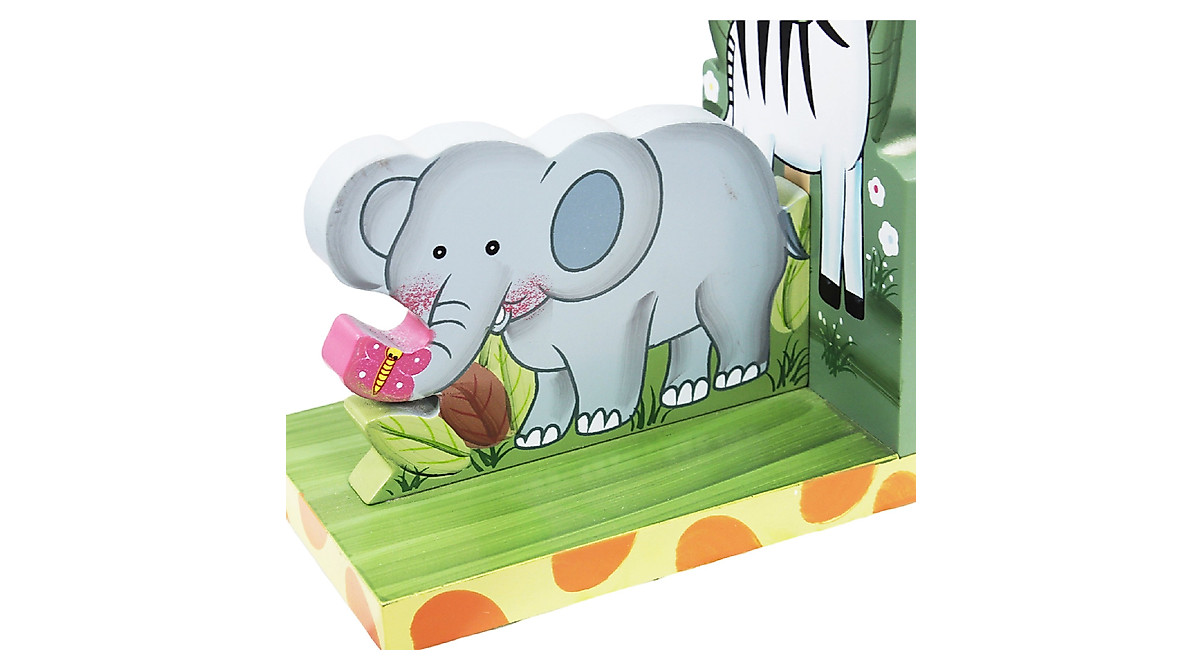 Sunny Safari Wooden Bookends for Kids - Giraffe & Elephant Decor
