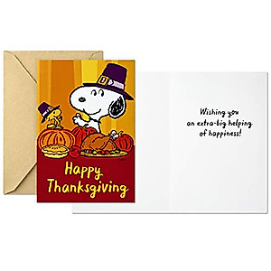 Hallmark Pack of Peanuts Thanksgiving Cards, Snoopy and Woodstock (10 Cards with Envelopes)