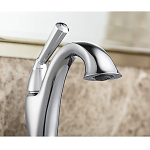 ENZO RODI Solid Brass Bathroom Faucet Polished Chrome, Single Handle Bathroom Sink Faucet with Metal Lift Pop-up Drain Assembly, Deck Plate Included