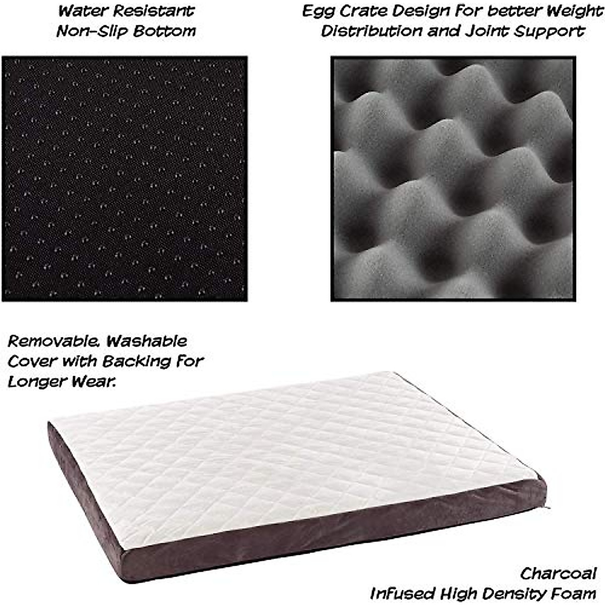 PETMAKER Dog Bed Collection– Charcoal Infused Egg Crate Style Foam Pet Bed with a Plush Cover – 26x19 Dog Bed for Small Dogs up to 35lbs (Brown)