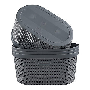 Saedy 4 Packs Plastic Laundry Clothes Baskets, 40L, Large Laundry Hamper with Cutout Handle