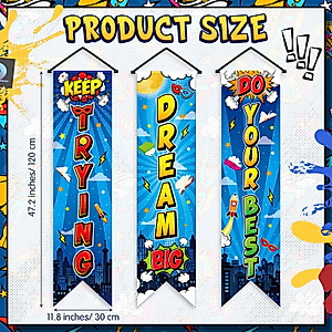 Chiisong 3 Pieces Hero Party Decorations Hero Wall Banners Hero Porch Signs Backdrops Inspirational Cityscape Photography Background for Hero Theme Birthday Party Baby Shower Classroom Decorations