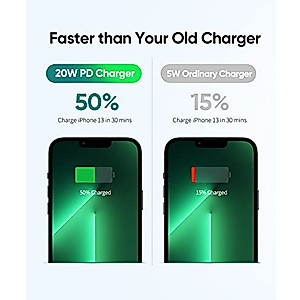 USB C Wall Charger, Dual Port 20W PD & QC 3.0 Fast Charging Block Plug Adapter Type C USB Charger Brick Compatible with iPhone 14/13/ 13 Pro Max/12/11 Pro Max, iPhone Xs/XR/X, Galaxy, Android