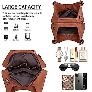 10L Big Hobo Bags for Women Designer Purses and Handbags Leather Tote Bag Conceal Carry Shoulder Crossbody Purses for Women Brown