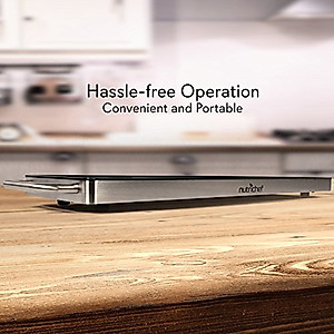 NutriChef Portable Electric Food Hot Plate-Stainless Steel Warming Tray&Dish Warmer with Black Glass Top-Keep Food Warm for Buffets,Restaurants,Parties&Home Dinners-22' x 6'-Heats up to 203°F