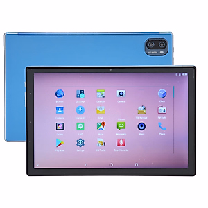 10 Inch Tablet, 6GB 256GB 4G Network 5GWIFI HD Tablet 8 Core CPU Blue (US Plug)