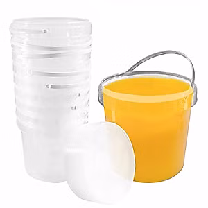 1 Gallon (128 oz) Clear Plastic Bucket with Lid and Handle (1 Pack), Ice Cream Tub with Lids - Food Grade Freezer and Microwave Safe Food Storage Containers, Round Plastic Pail Container with Lid, BPA Free