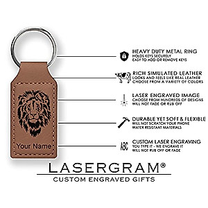 LaserGram Rectangle Keychain, Old Farm Tractor, Personalized Engraving Included (Dark Brown)