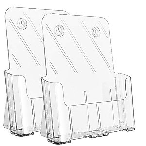 KTRIO Acrylic Brochure Holder 8.5 x 11 inches Plastic Acrylic Literature Holders Clear Flyer Holder Rack Card Holder, Magazine, Pamphlet, Booklet Display Stand Trifold Holder Desk or Wall Mount 2 Pack