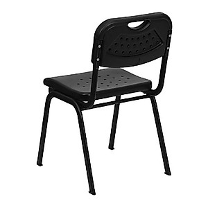 Flash Furniture 5 Pack HERCULES Series 880 lb. Capacity Black Plastic Stack Chair with Open Back and Black Frame