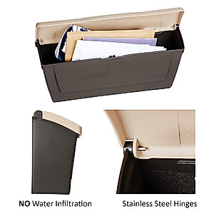 Small Plastic Mailbox for Outside Porch, Easy to Install Wall Mount, Lightweight, Heavy Duty, Rustproof, Maintenance-Free Horizontal Brown Mail Box for House - 15.5” x 4” x 6.25” (Mocha Sand)