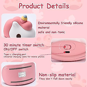 Heinstian Unicorn Night Lights for Kids Bedroom, LED Squishy Unicorn Lamp with Wobbling Amusement, Silicone Dimmable Nursery Nightlight, Rechargeable Bedside Touch Lamp with 30min Timer, Pink