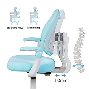 DIOSHOME Upgraded Kids' Desk Chairs, Height and Depth Adjustable Kids Computer Chair, Cute Children's Study Chair, Blue