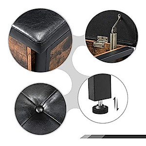 VASAGLE Industrial Storage Bench, Bed End Stool with Padded Seat and Metal Shelf, Sturdy Steel Frame, 39.4”L x 15.7”W x 18.5”H (100 x 40 x 47 cm), Rustic Brown + Black