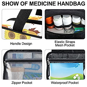 Naanle First Aid Bag Bird Owl Sunflower Empty Medium Medicine Storage Bag Emergency Treatment Medical Bags Travel Medicine Bag Pill Bottle Organizer for Vitamin Supplement