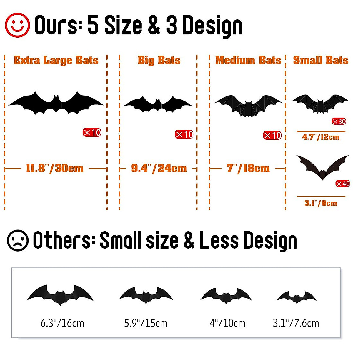 100 Pcs Bats Halloween Decoration 3D Bats Wall Decor PVC Wall Bats Stickers for Halloween Home Bathroom Indoor Decorations