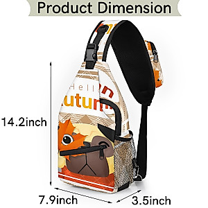 bisibuy Autumn Funny Dog Sling Bag for Women Men Crossbody Sling Backpack Shoulder Bag Chest Bag Daypack for Travel Hiking Outdoor