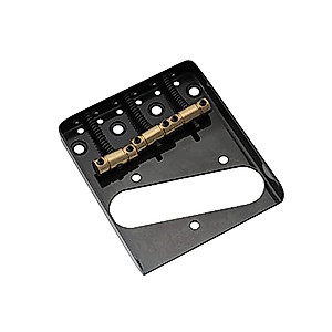 Musiclily Pro 54mm Vintage Telecaster Bridge with Barrel Brass 3-Saddle for Squier and Import Tele Style Electric Guitar, Black