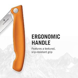 Victorinox Swiss Classic Foldable Paring Knife, Wavy Edge Orange 4.3 in